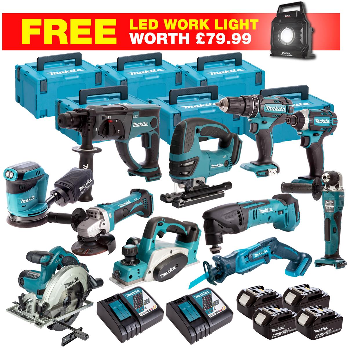 Makita 18V 12 Piece Combo Kit with 4 x 5.0Ah Batteries & Charger T4TKI